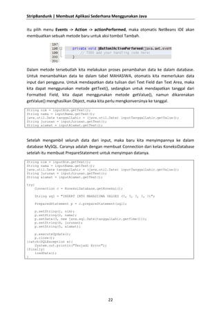Membuat aplikasi sederhana menggunakan java | DOCX