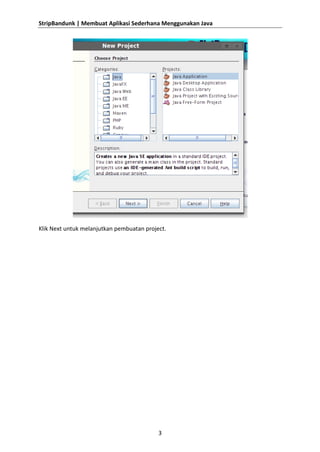 Membuat aplikasi sederhana menggunakan java | DOCX