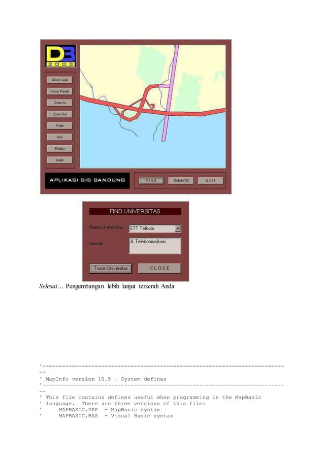 Membuat applikasi gis mapbasic | DOCX | Computer Software and Applications | Computing