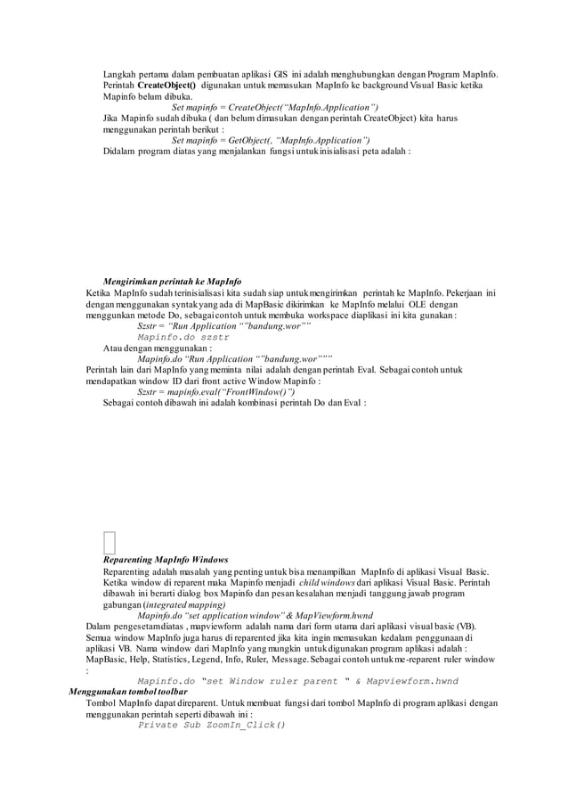 Membuat applikasi gis mapbasic | DOCX | Computer Software and Applications | Computing