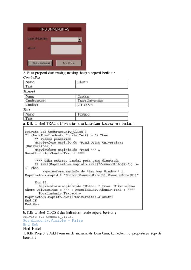 Membuat applikasi gis mapbasic | DOCX | Computer Software and Applications | Computing