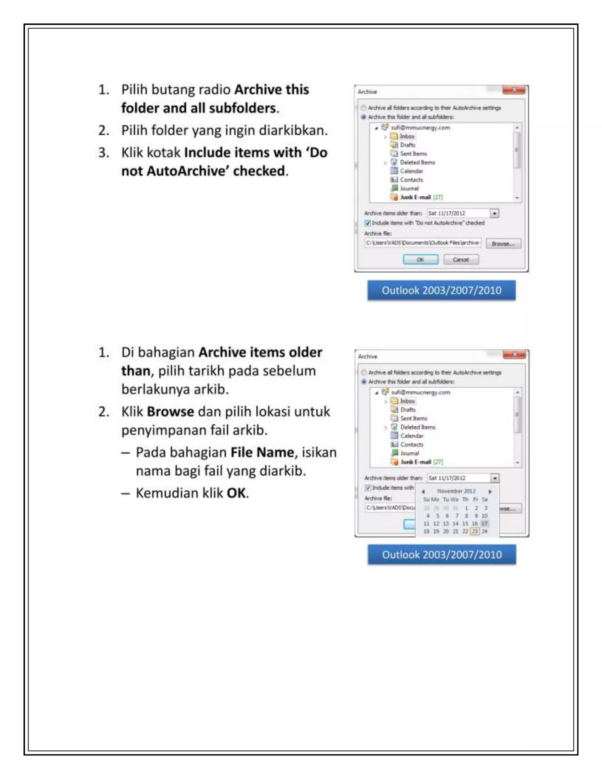 Membuat archieve outlook 2010 | DOCX