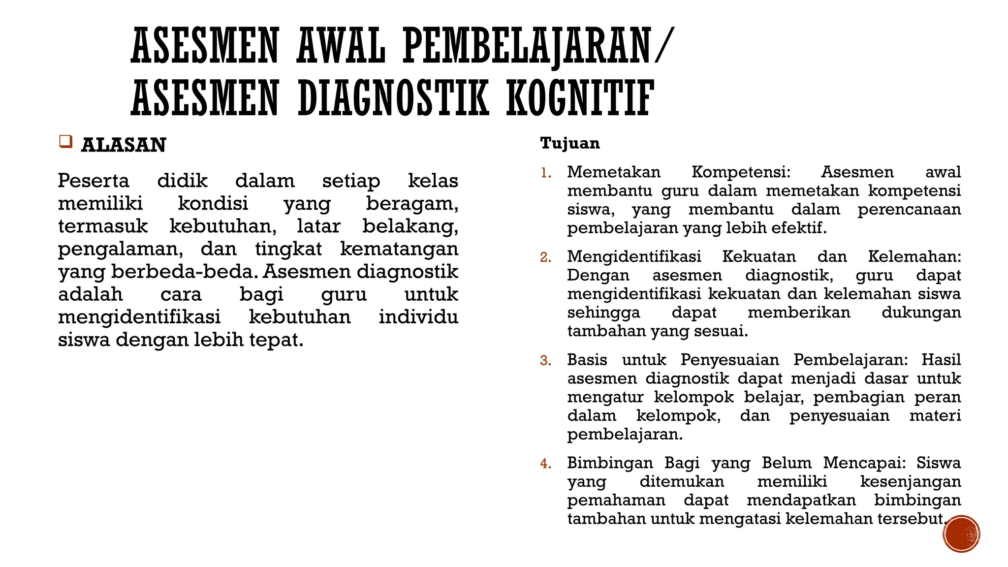 tahapan asessment pada metode pembelajaran | PPT