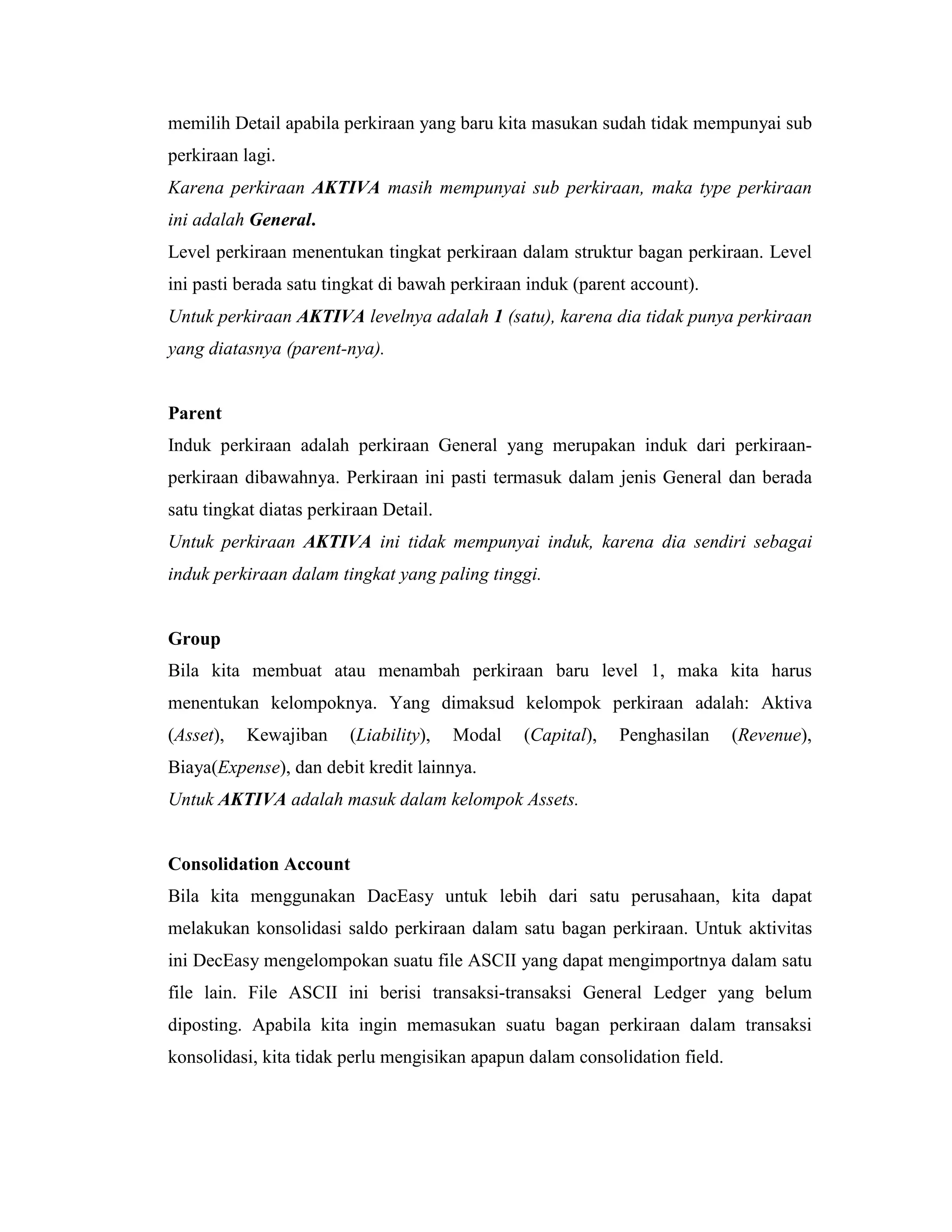 Membuat Bagan Rekening Di Dec Easy Accounting 4 | PDF