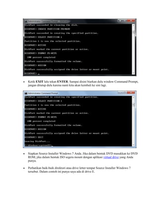 Membuat bootable usb flash disk untuk windows 7 dan windows xp | DOCX