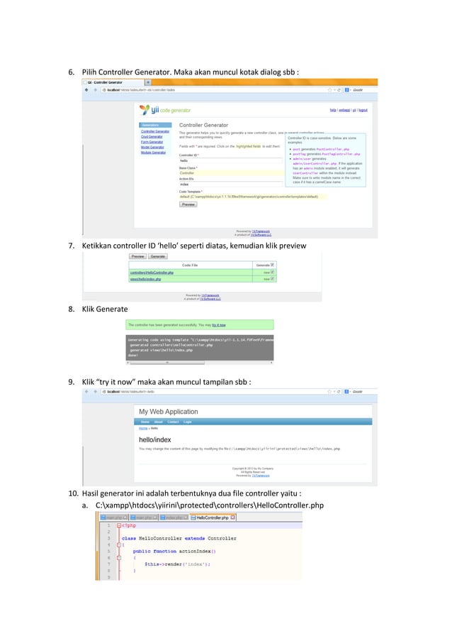 Membuat controller pada yii framework | PDF