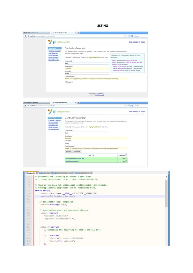 Membuat controller pada yii framework | PDF