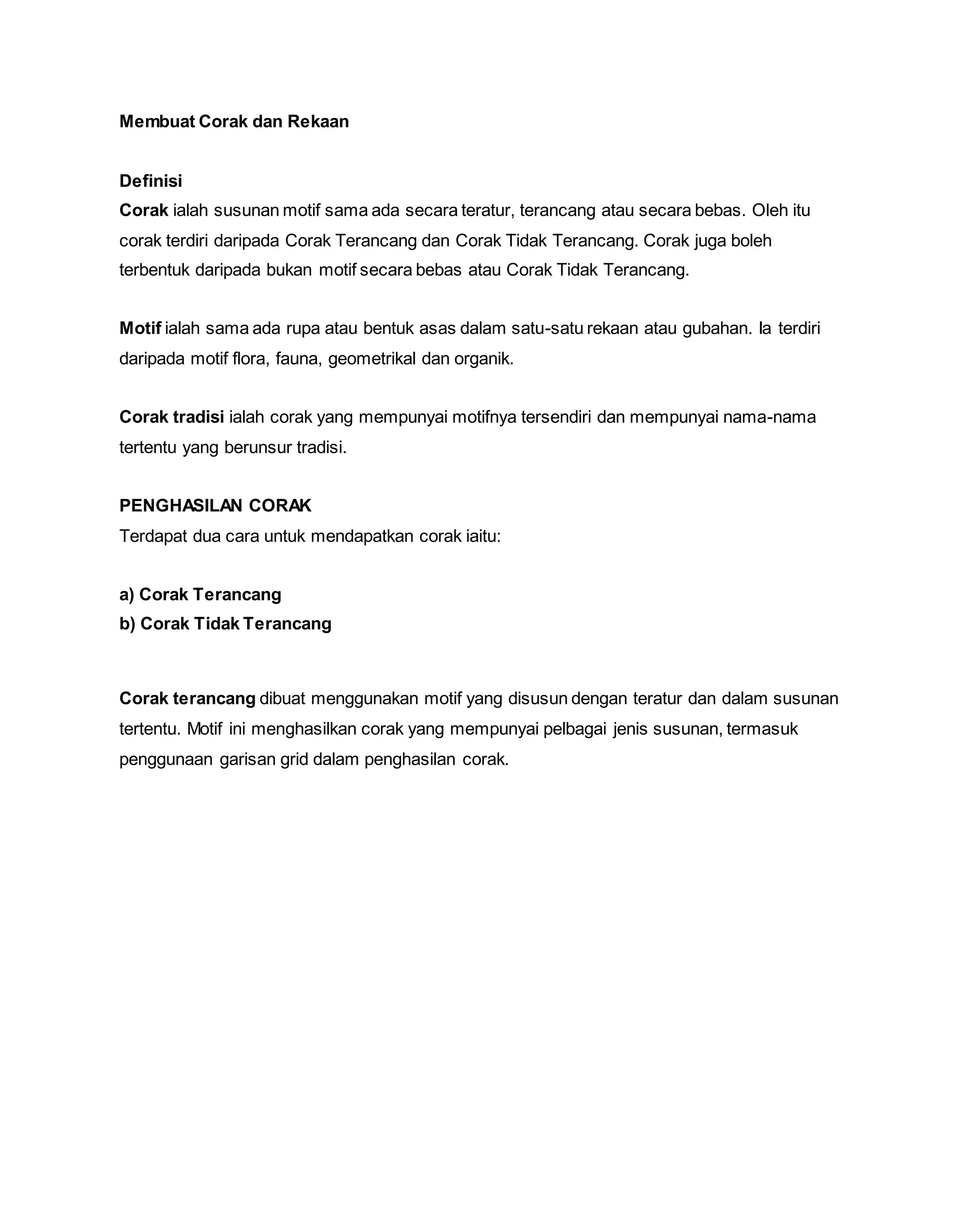 Membuat corak dan rekaan | DOCX