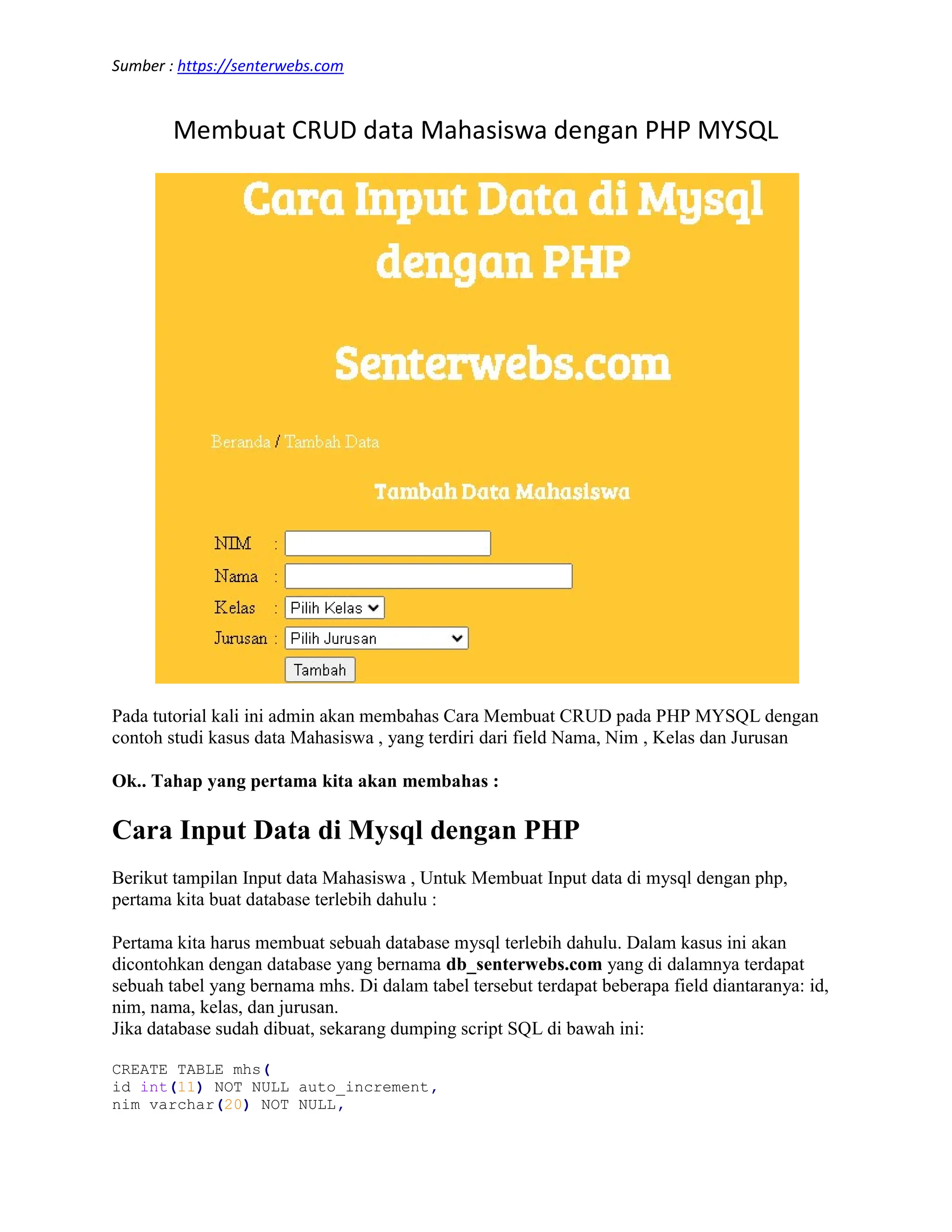 Membuat CRUD data Mahasiswa dengan PHP MYSQLi.pdf Membuat CRUD data Mahasiswa dengan PHP MYSQLi.pdf