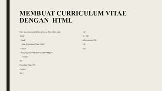 Membuat curriculum vitae diko | PPTX