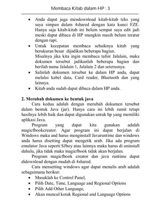 Membuat dan membaca kitab dalam hp tutorial magicfbook creator | PDF