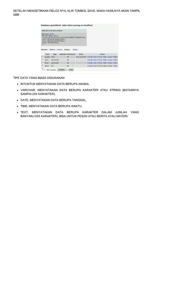 Membuat database dengan phpmyadmin tugas sekolah | PDF