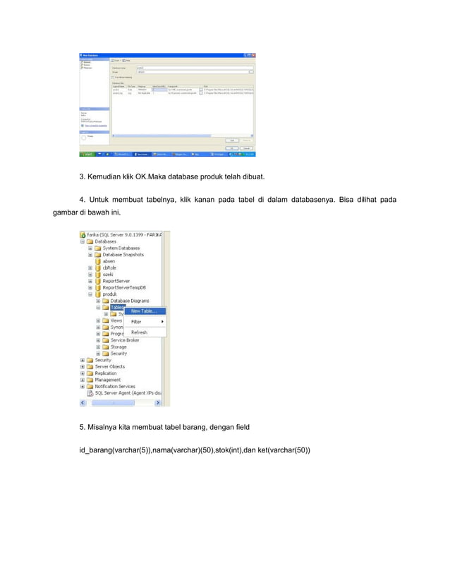 Membuat database menggunakan sql management studio | PDF