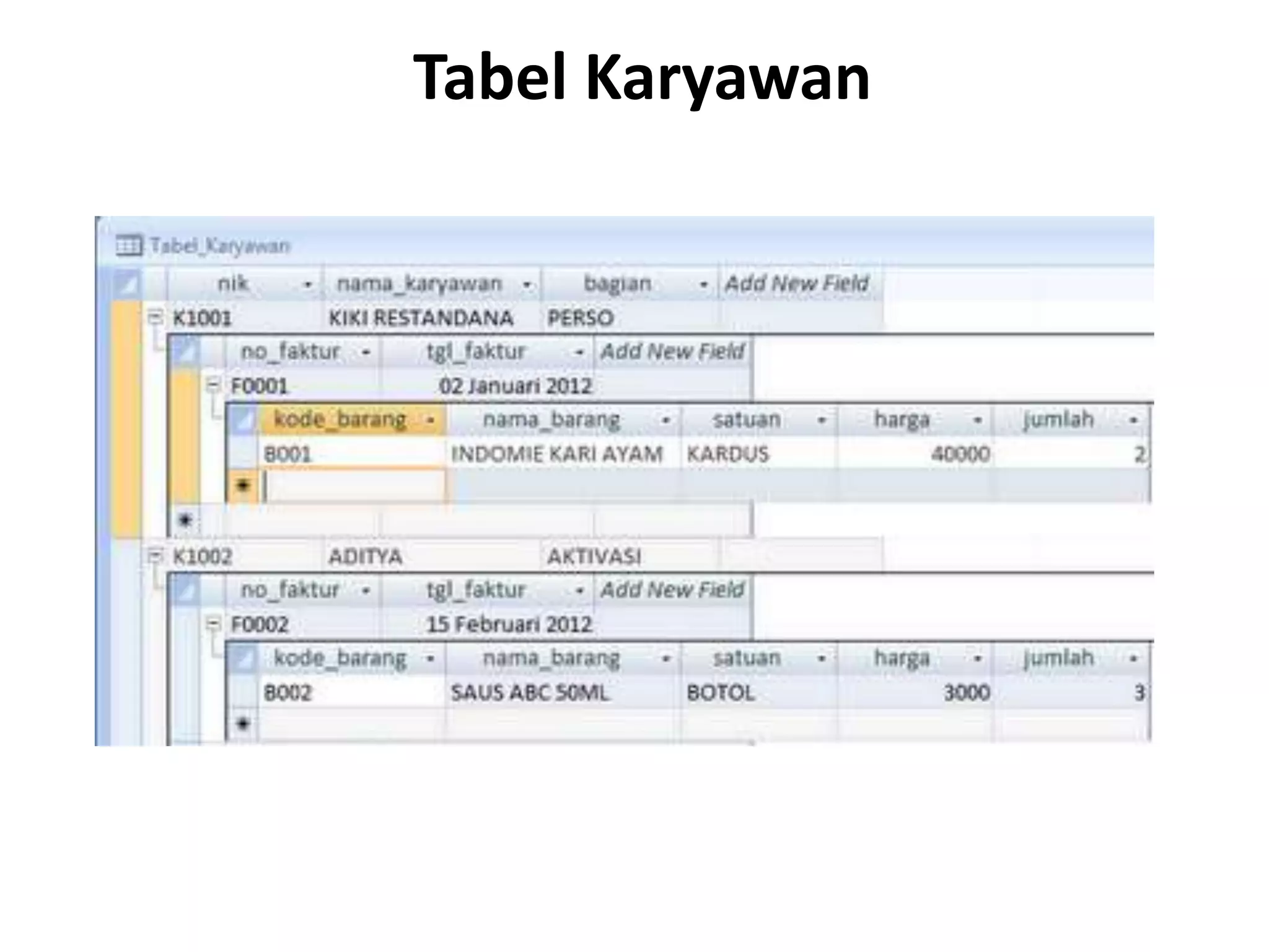 Membuat database sederhana dengan ms.access 2007 | PPTX