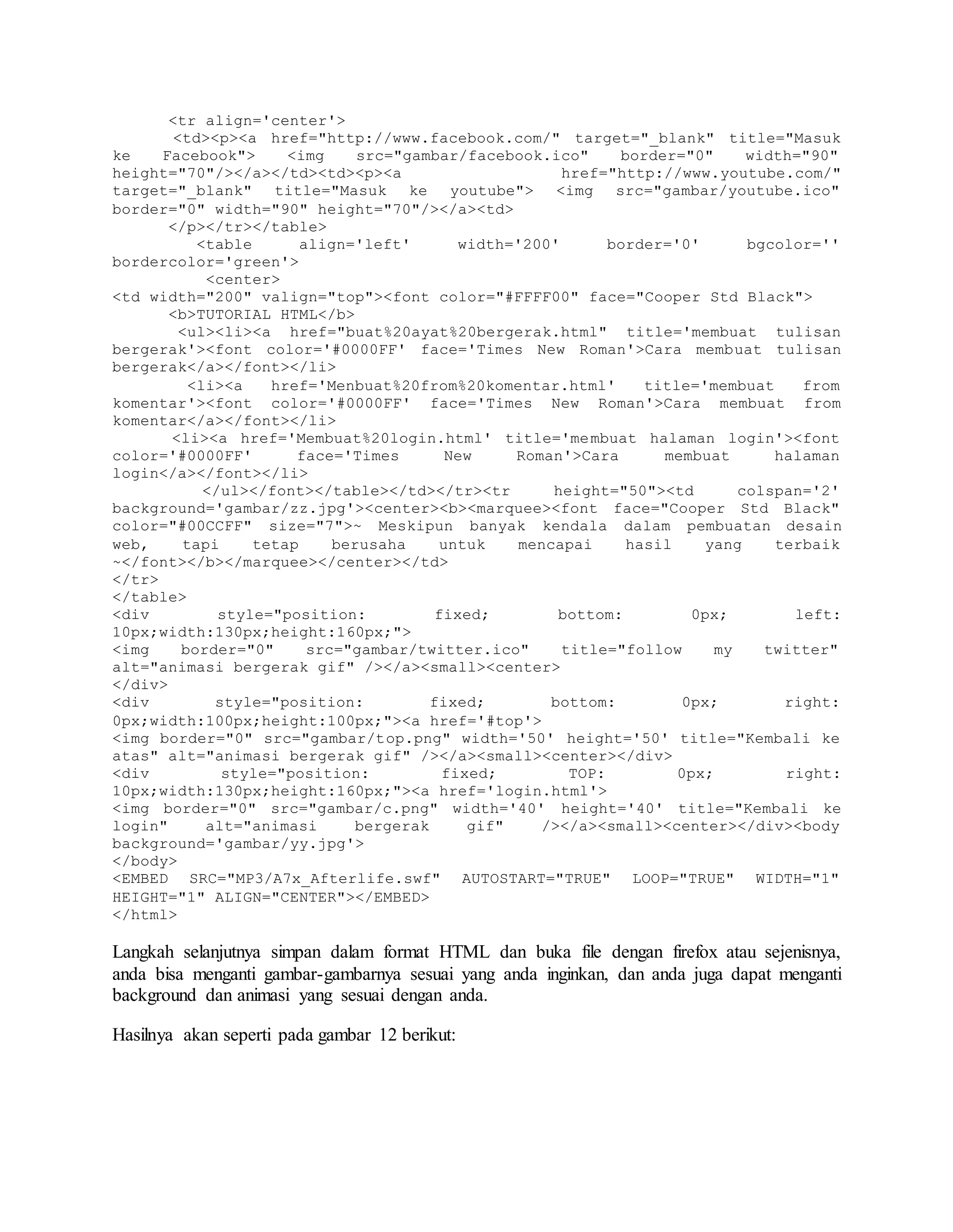 Membuat desain website berbasis html dengan notepad | PDF