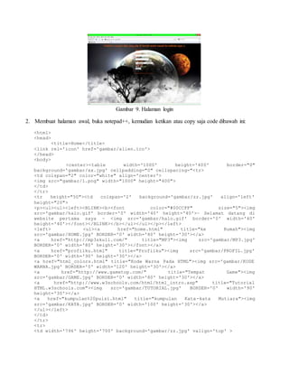 Membuat desain website berbasis html dengan notepad | PDF