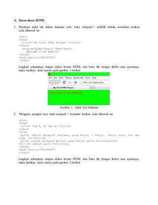 Membuat desain website berbasis html dengan notepad | PDF
