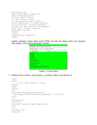 Membuat desain website berbasis html dengan notepad | PDF