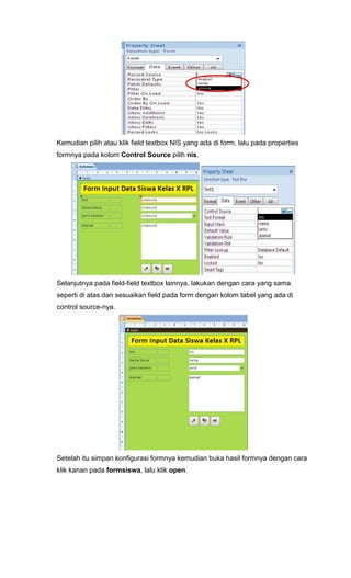 Membuat Form basis data dengan Microsoft Access | PDF