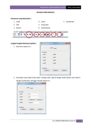 Membuat form biodata dengan Delphi | PDF