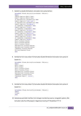 Membuat form biodata dengan Delphi | PDF
