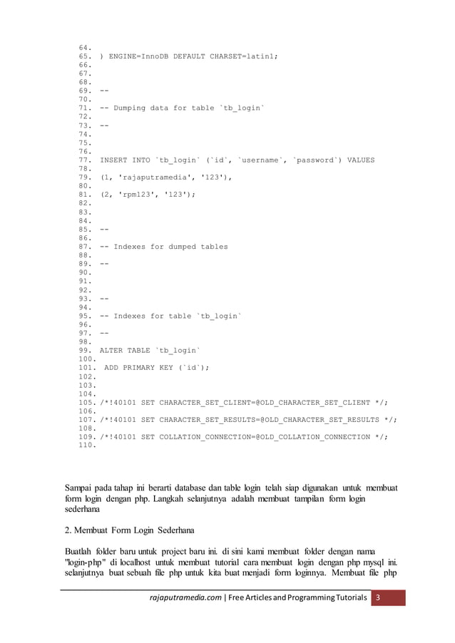 Membuat form login dengan php mysql | PDF