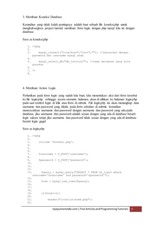 Membuat form login dengan php mysql | PDF