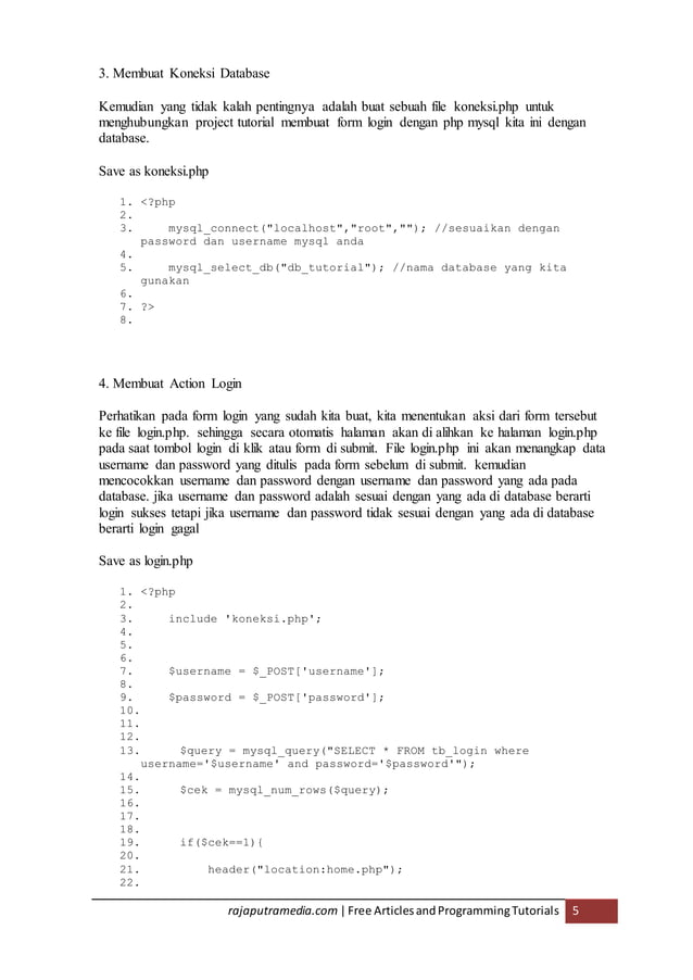 Membuat form login dengan php mysql | PDF