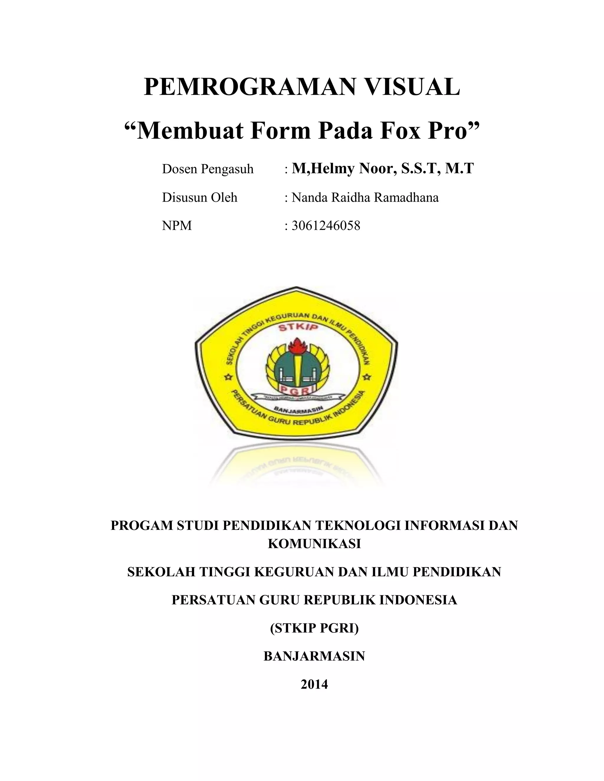 Membuat form pada fox pro | PDF