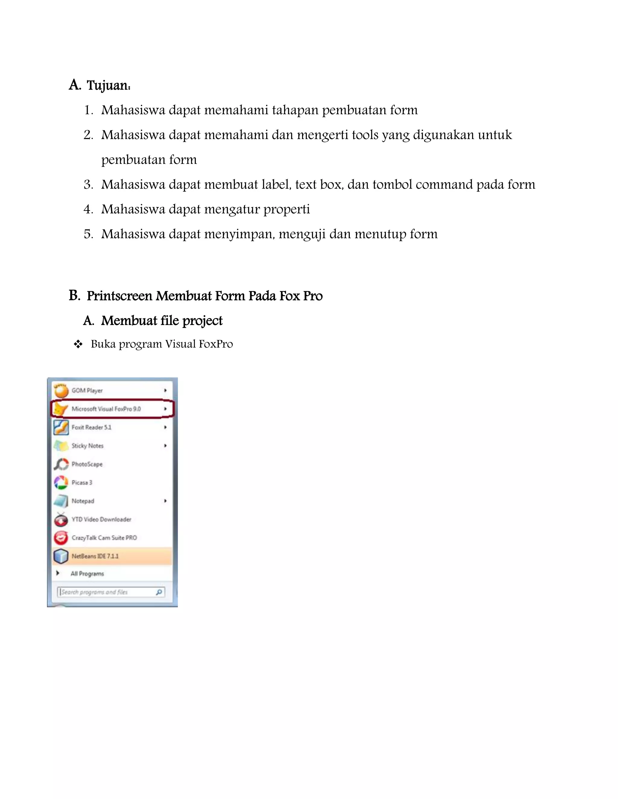 Membuat form pada fox pro | PDF