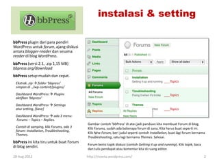 Membuat forum di word press dengan bbpress | PPTX
