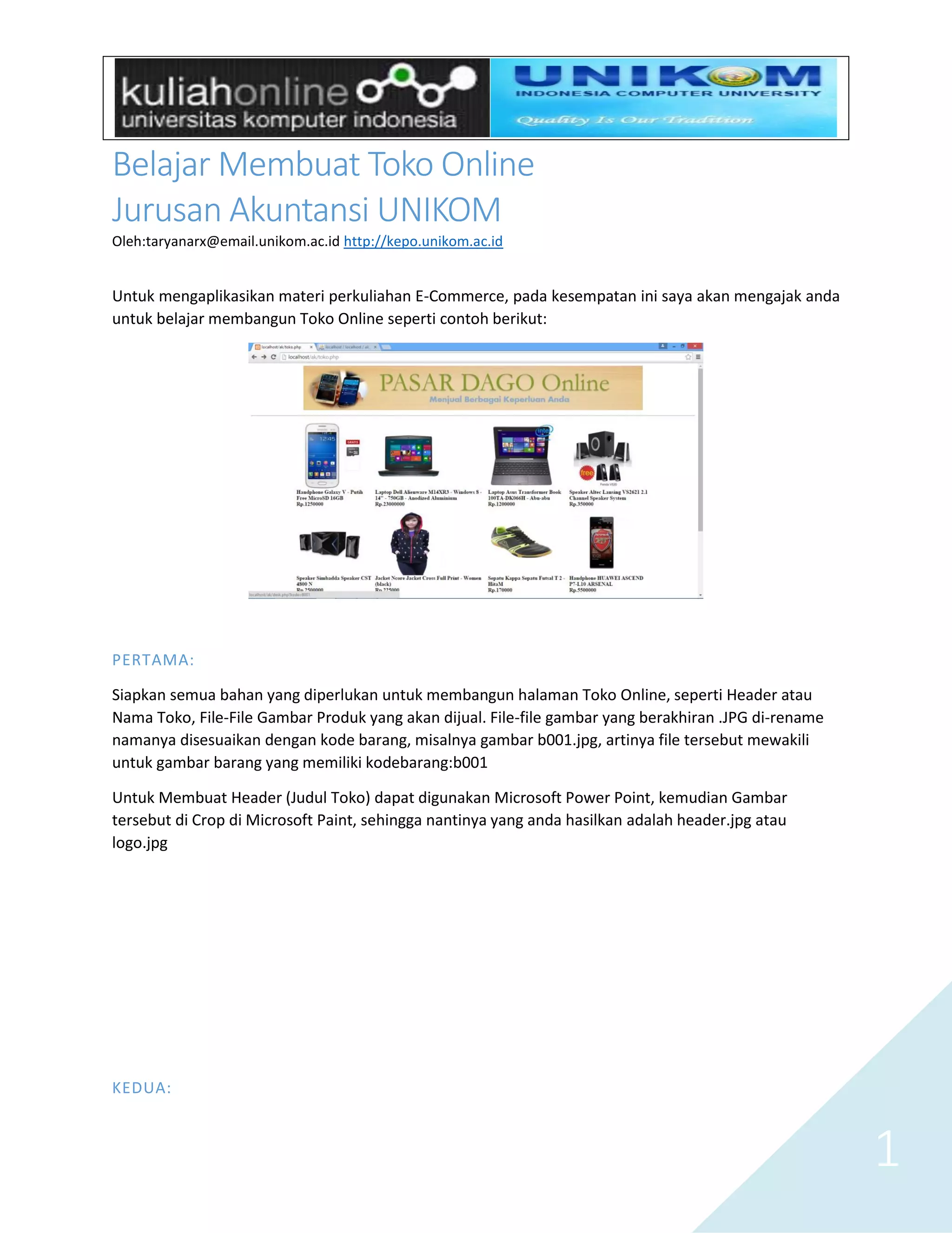 Membuat halaman toko online | PDF