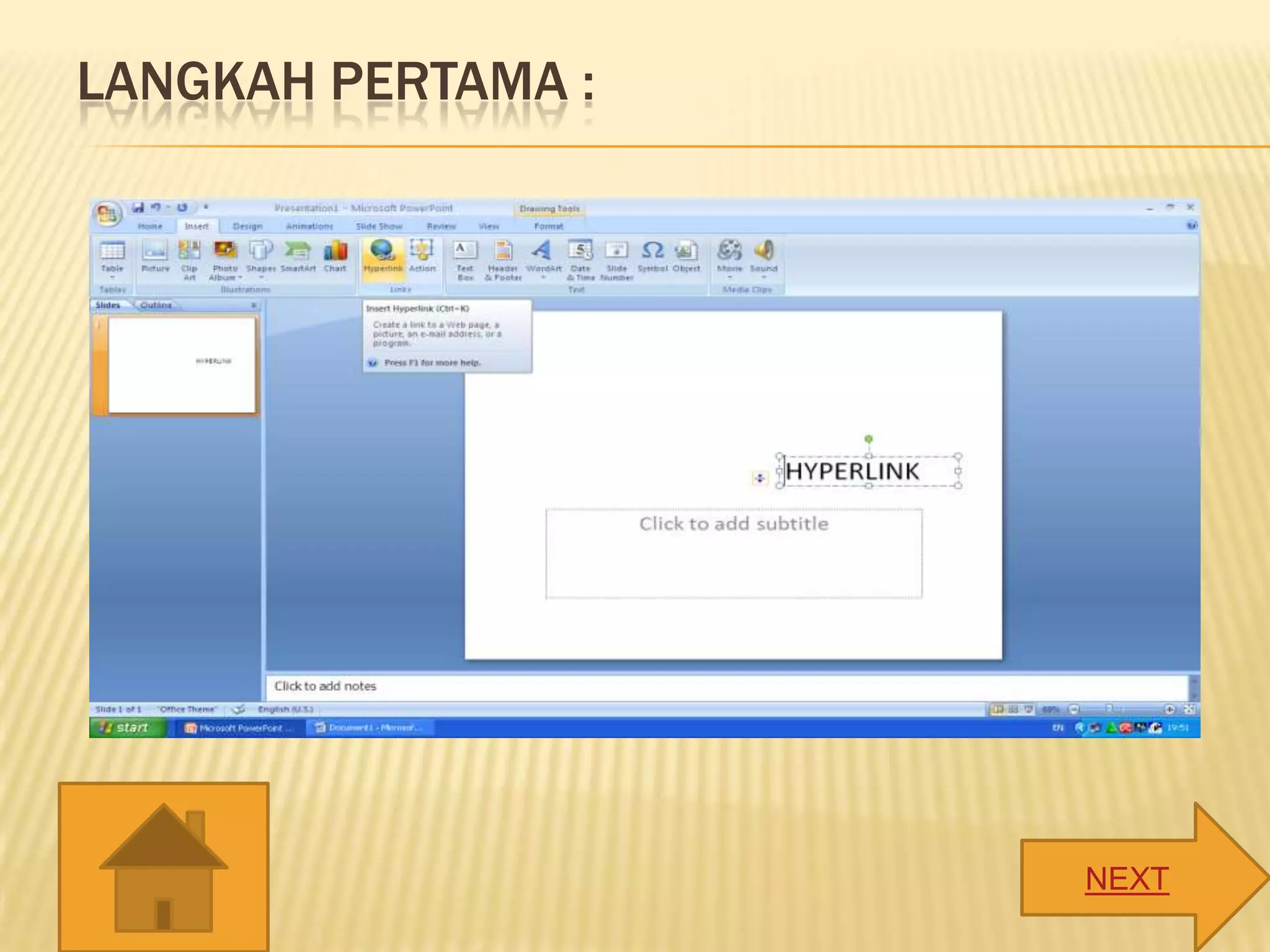 Membuat hyperlink pada powerpoint | PPTX