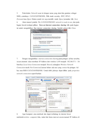 Membuat jaringan wi fi ad hoc windows 7 | DOCX