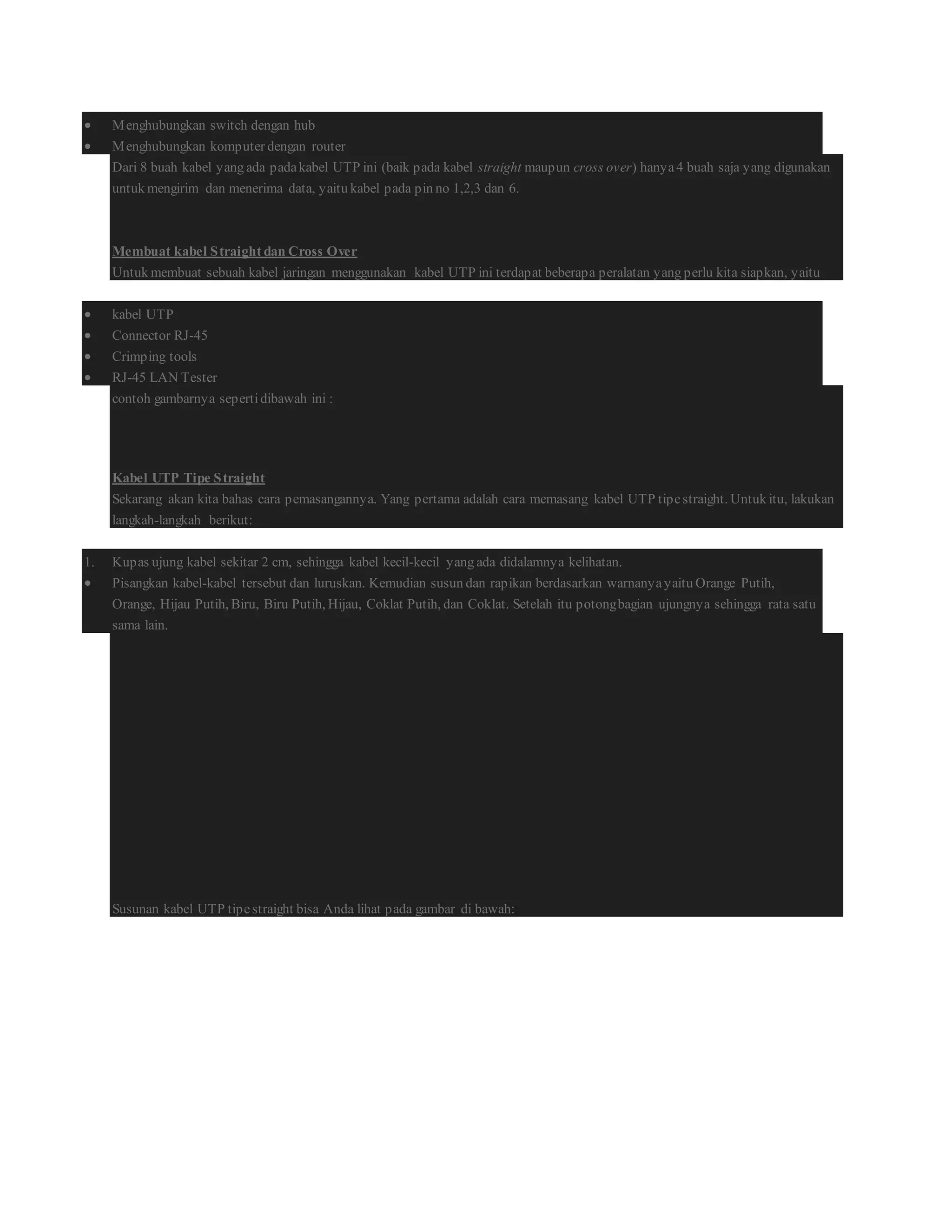 Membuat kabel utp straight | DOCX