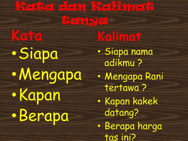 Membuat kalimat tanya- Bahasa Indonesia kelas 2 SD | PPTX