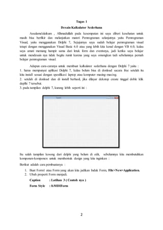 Membuat kalkulator sederhana dengan delphi 7 | DOCX