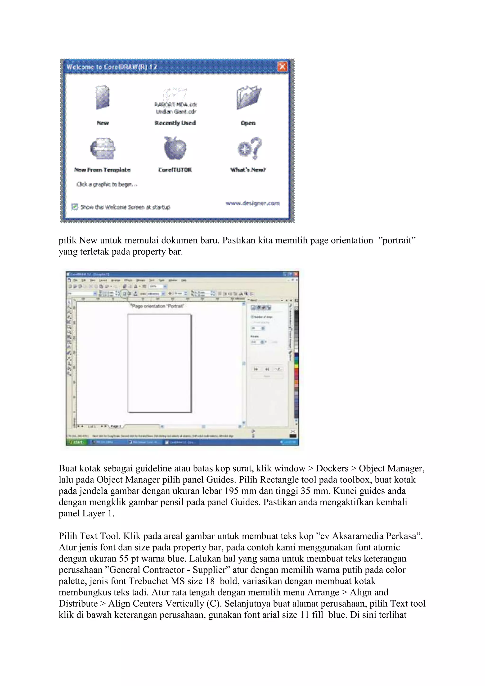 Membuat kop surat perusahaan dengan corel draw 12 | DOCX