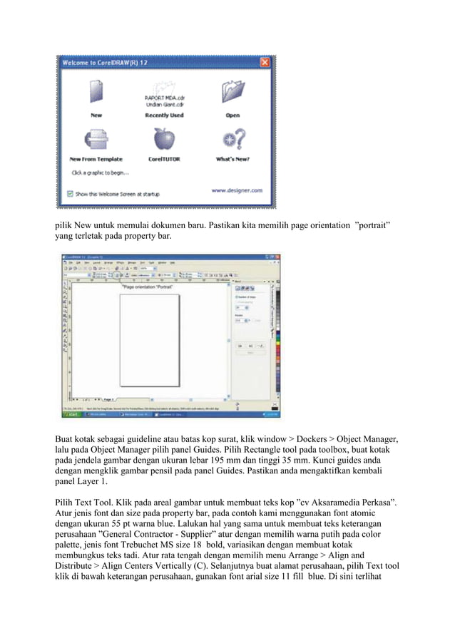 Membuat kop surat perusahaan dengan corel draw 12 | DOCX