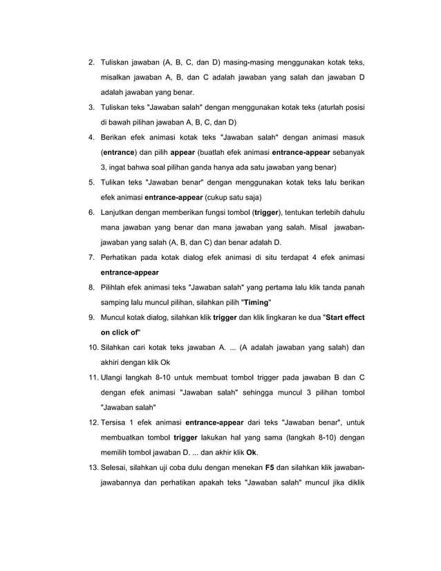 Membuat kuis interaktif sederhana | PDF