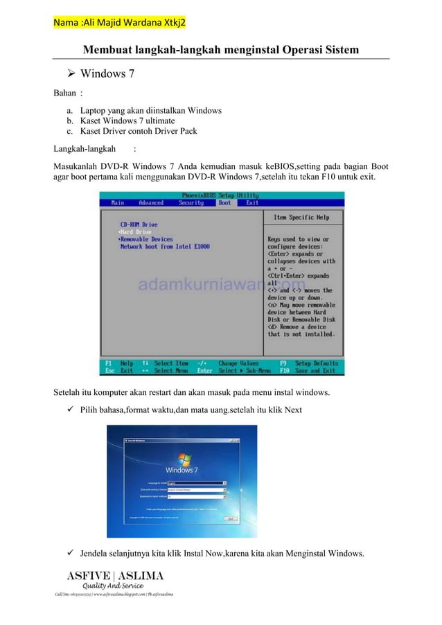 Langkah-langkah menginstal Windows 7 | PDF