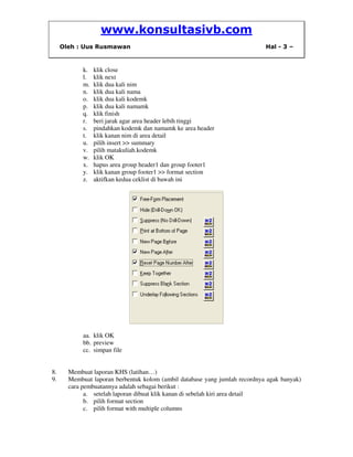 Membuat laporan berbentuk khs | PDF
