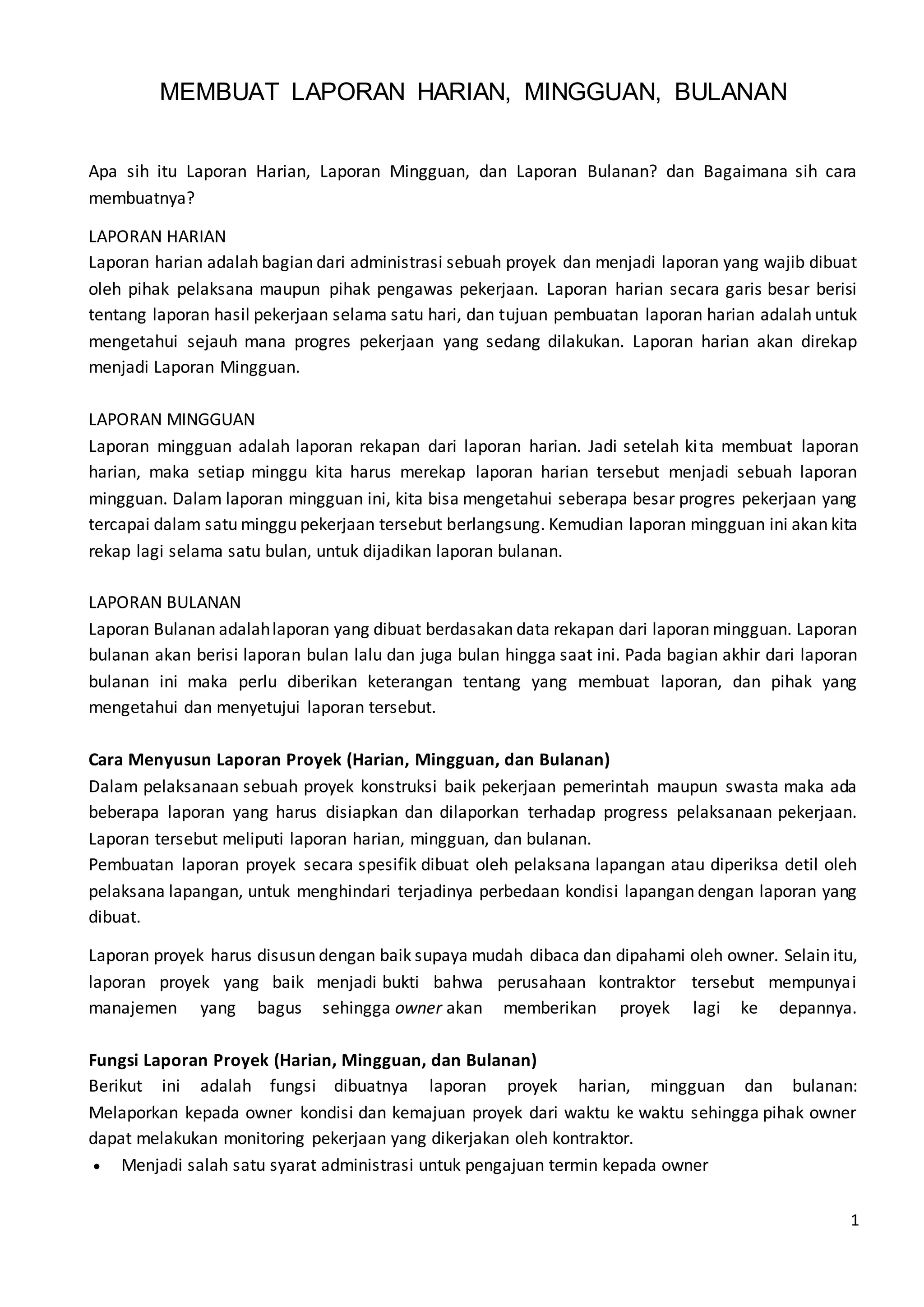 Membuat laporan harian | DOCX