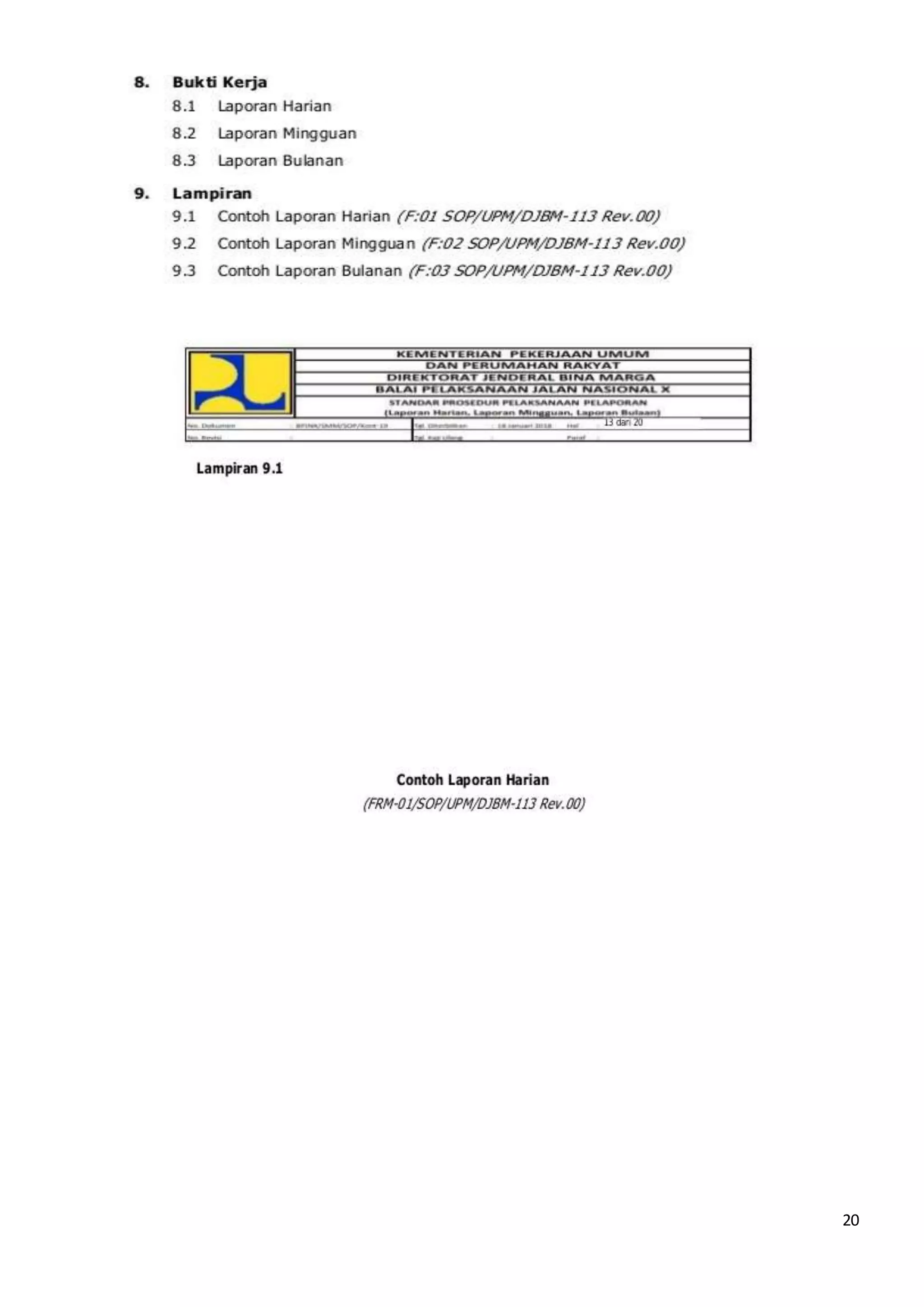 Membuat laporan harian | DOCX