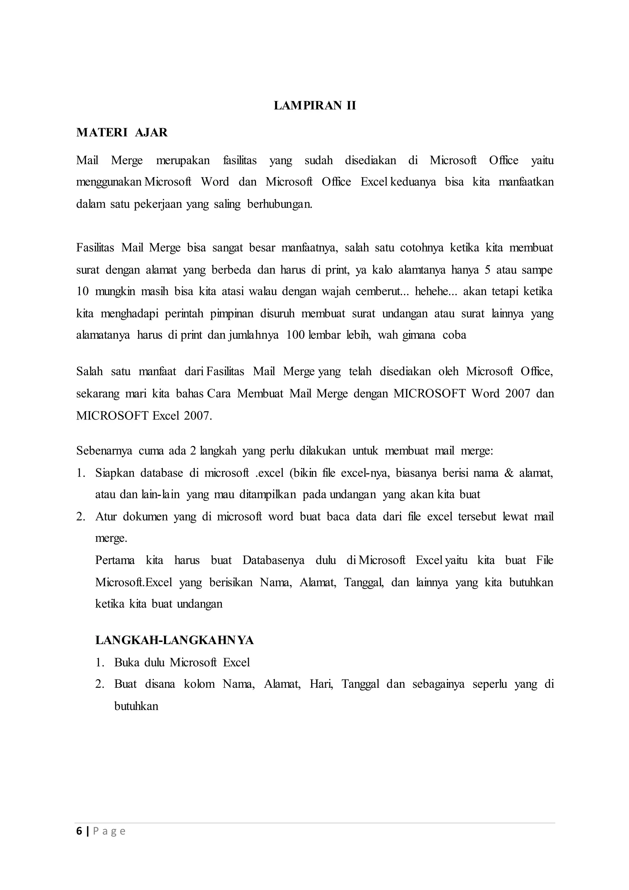 Membuat mail merge dengan dokumen microsoft word | DOCX