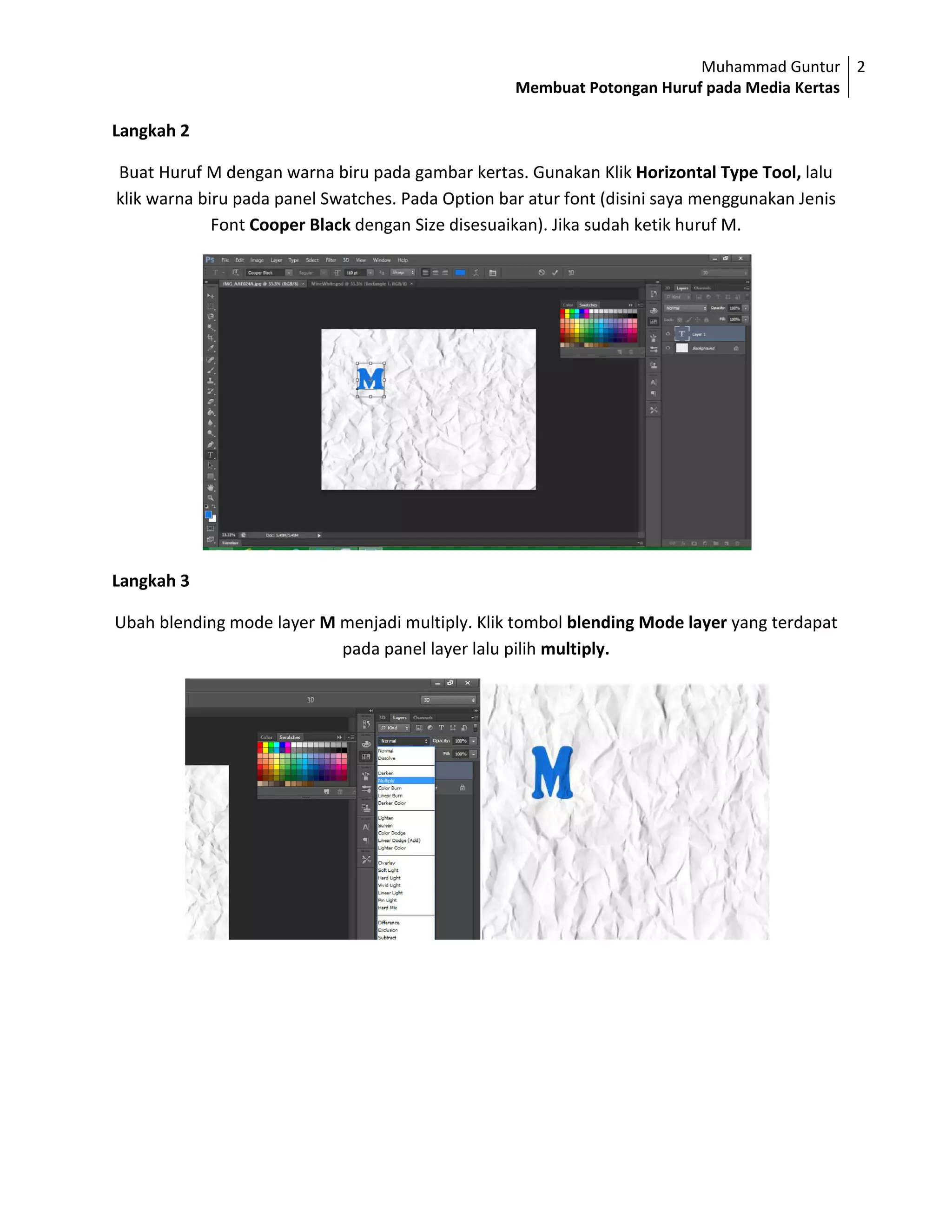 Membuat media potongan huruf kertas dengan Photoshop (MGA) | PDF