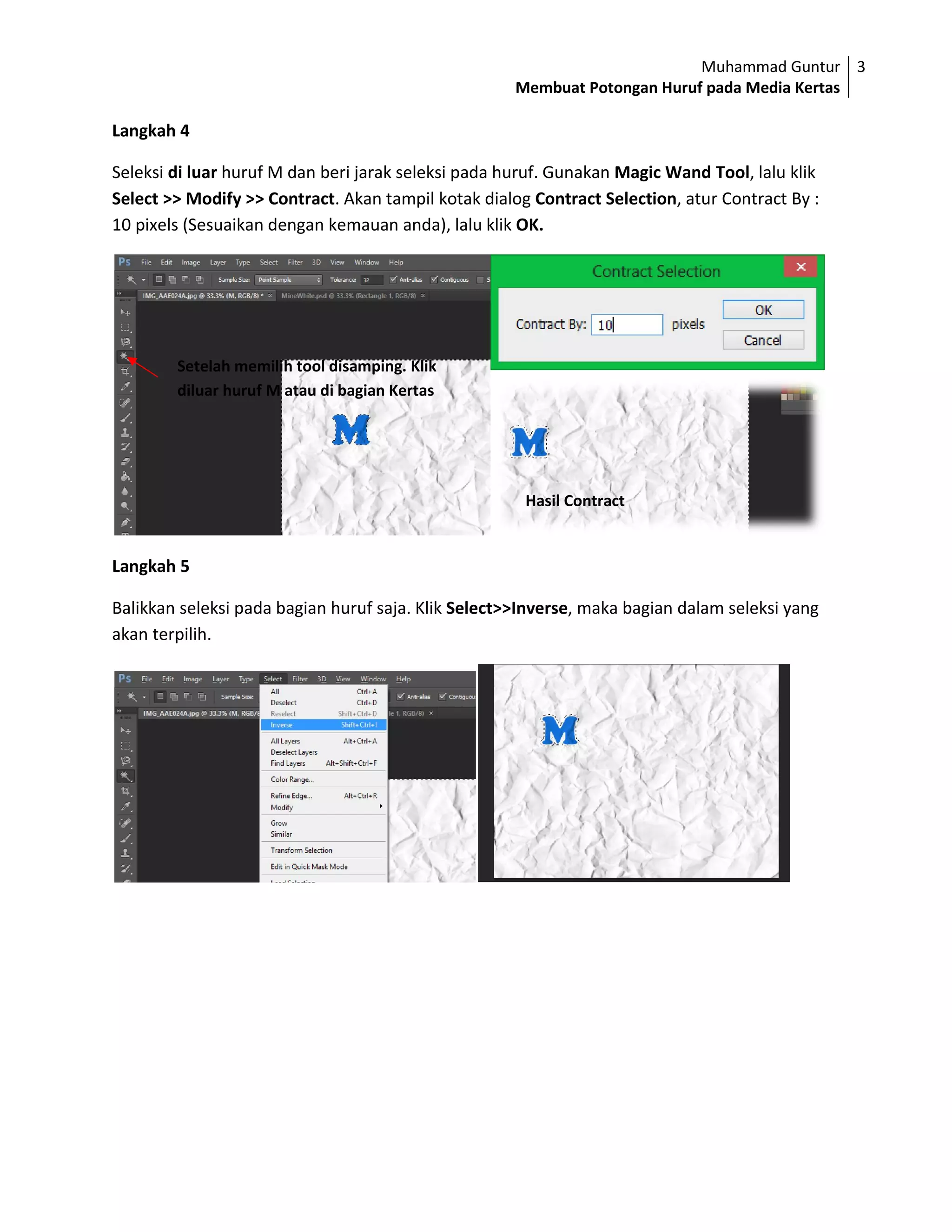 Membuat media potongan huruf kertas dengan Photoshop (MGA) | PDF