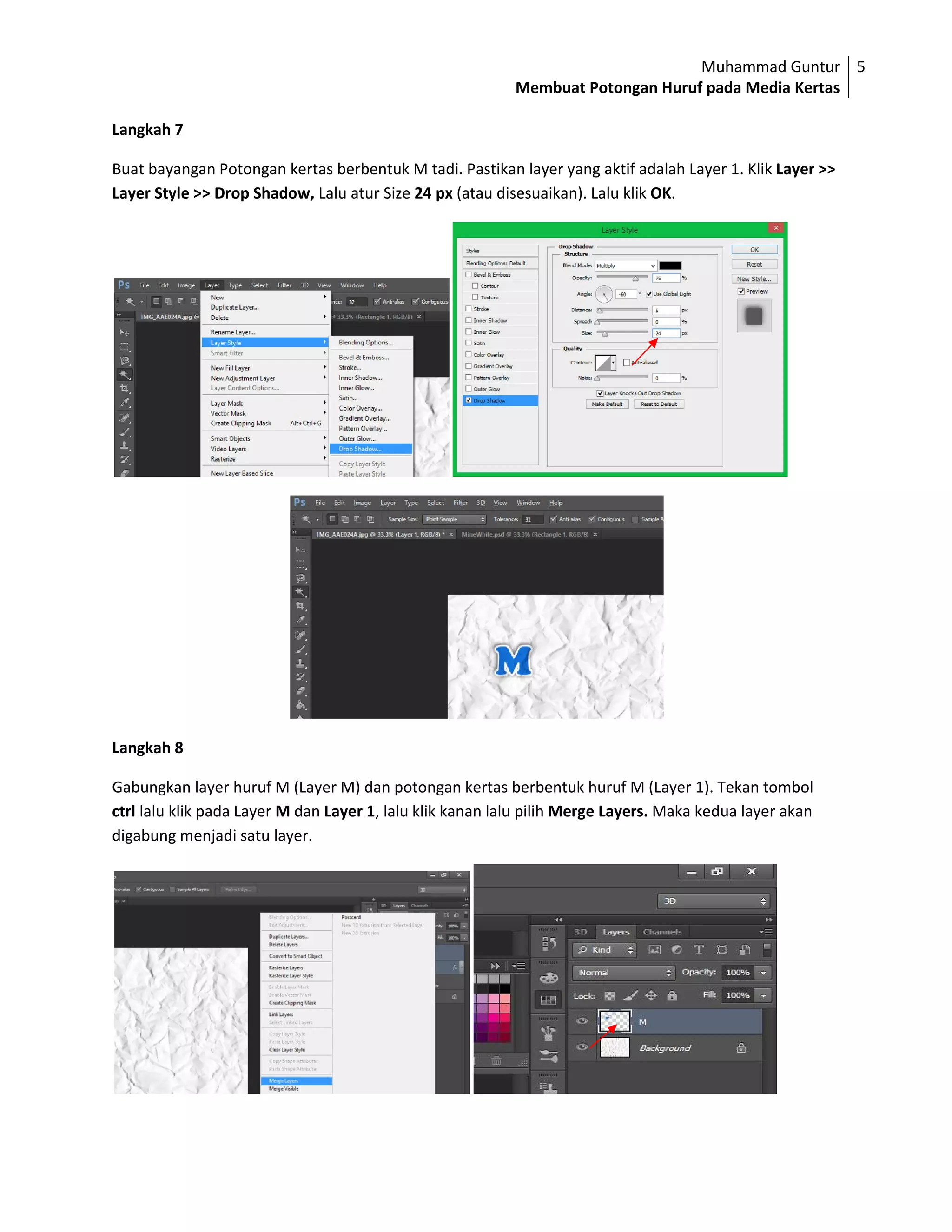 Membuat media potongan huruf kertas dengan Photoshop (MGA) | PDF