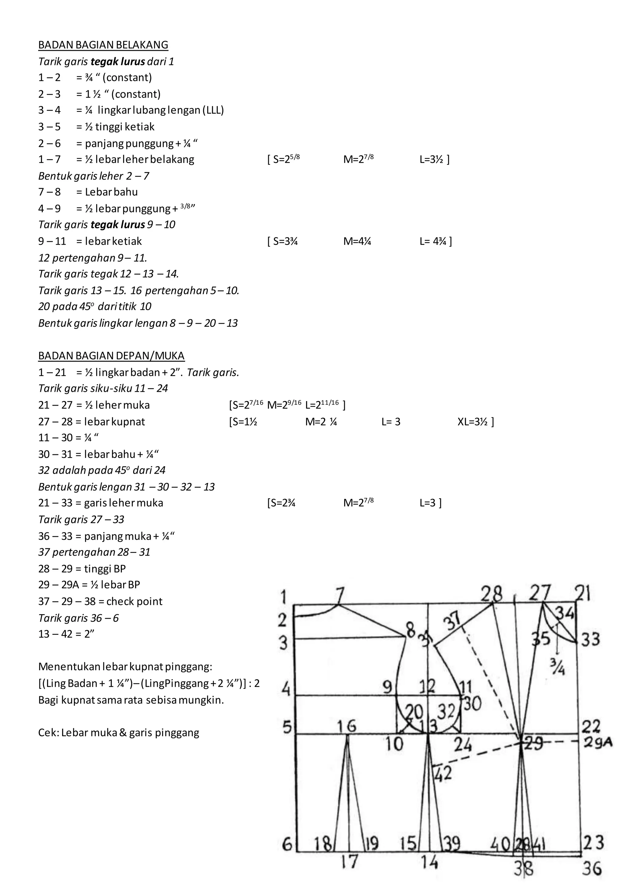 Membuat pola badan drafting pattern body | DOCX