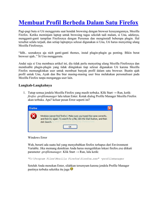 Membuat profil berbeda dalam satu firefox | PDF